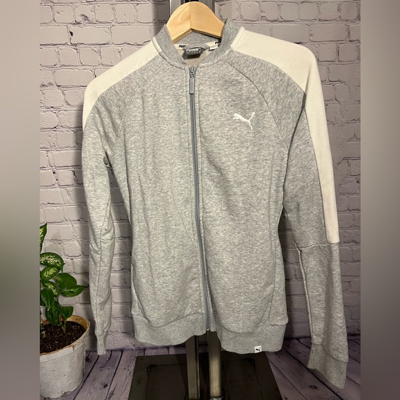 Puma | Tops | Puma Zip Up Terry Jacket Greywhitesize Sm Puma Way ...